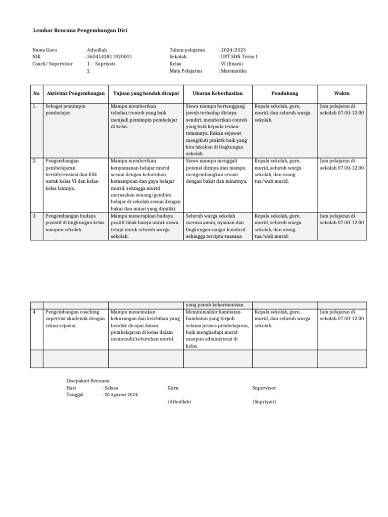 Lampiran 7 - Lembar Rencana Pengembangan Diri | PDF