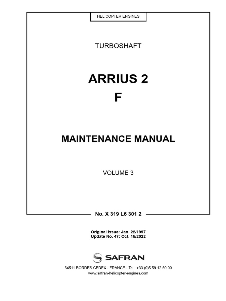 Arrius 2 F: Maintenance Manual | PDF