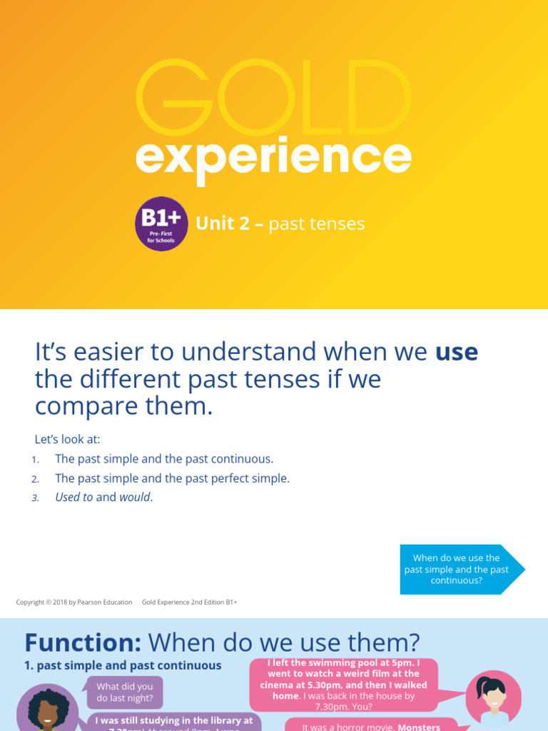Gold B1+ Unit 2 - Past Tenses | PDF