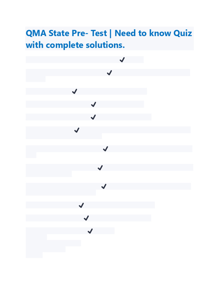 QMA State Pre - Test Need To Know Quiz With Complete Solutions. | PDF