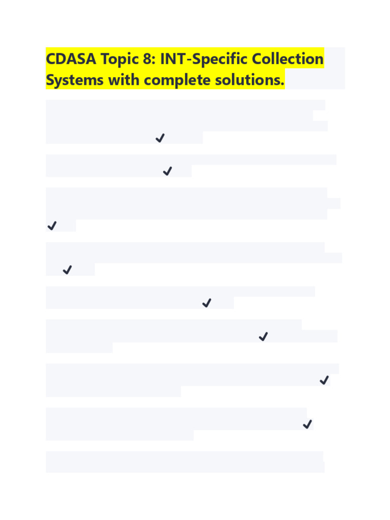 CDASA Topic 8 INT-Specific Collection Systems With Complete Solutions ... CDASA Topic 8 INT-Specific Collection Systems With Complete Solutions ...