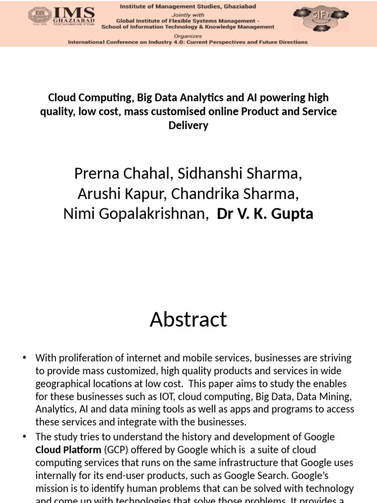 Google Cloud Computing, Big Data Analytics and AI | PDF