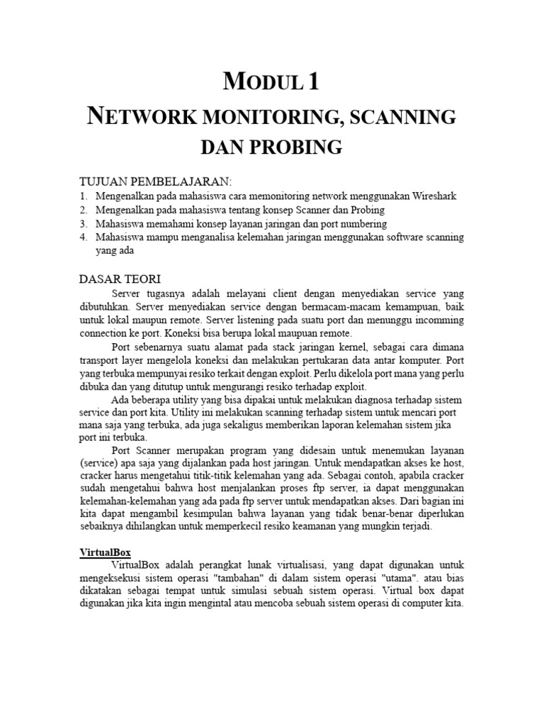 Prakt Modul 1 Network Monitoring Scanning | PDF