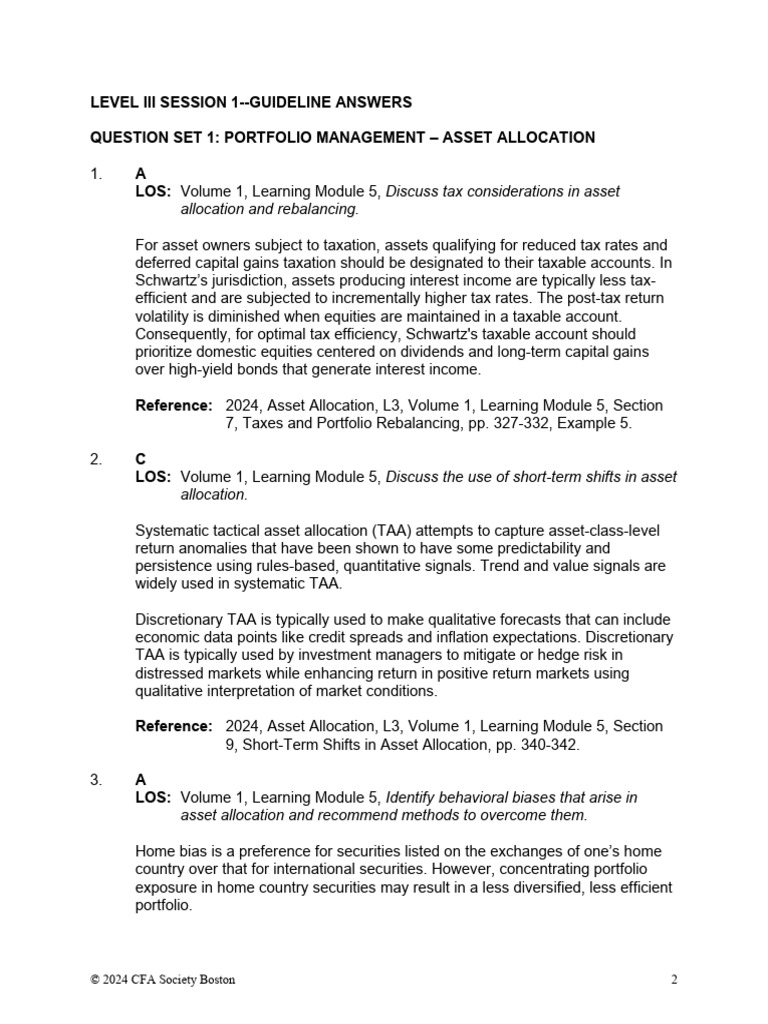 2024 Level III - Answer Key A | PDF