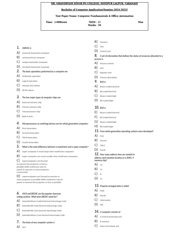 Computer Fundamental2024 (REM) | PDF