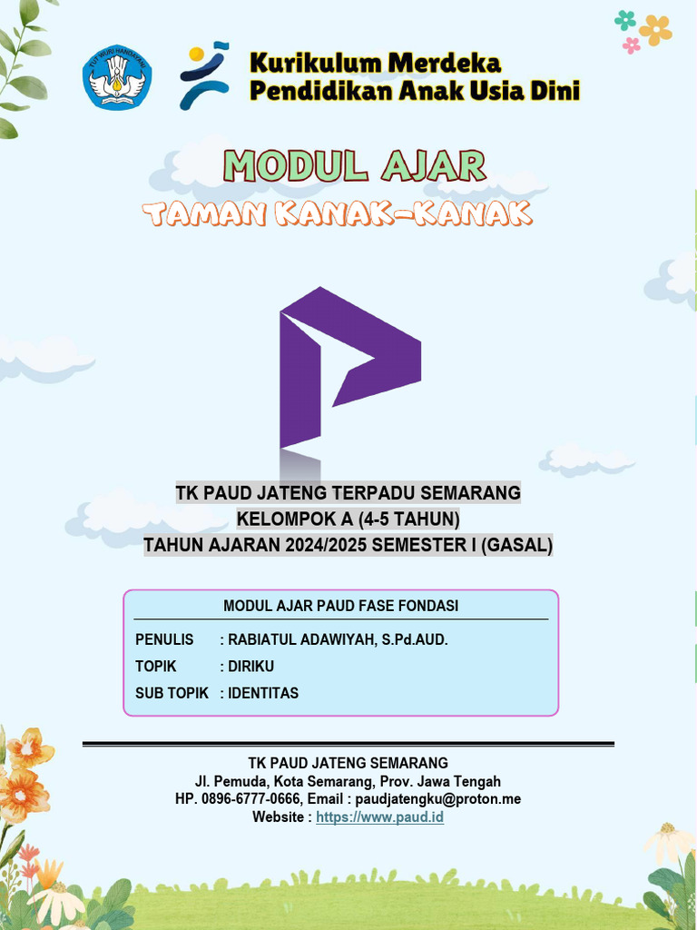 Modul Ajar TK A Semester 1 Tahun 2024 2025 | PDF