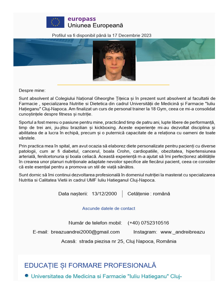 Andrei Breazu Admitere Master | PDF