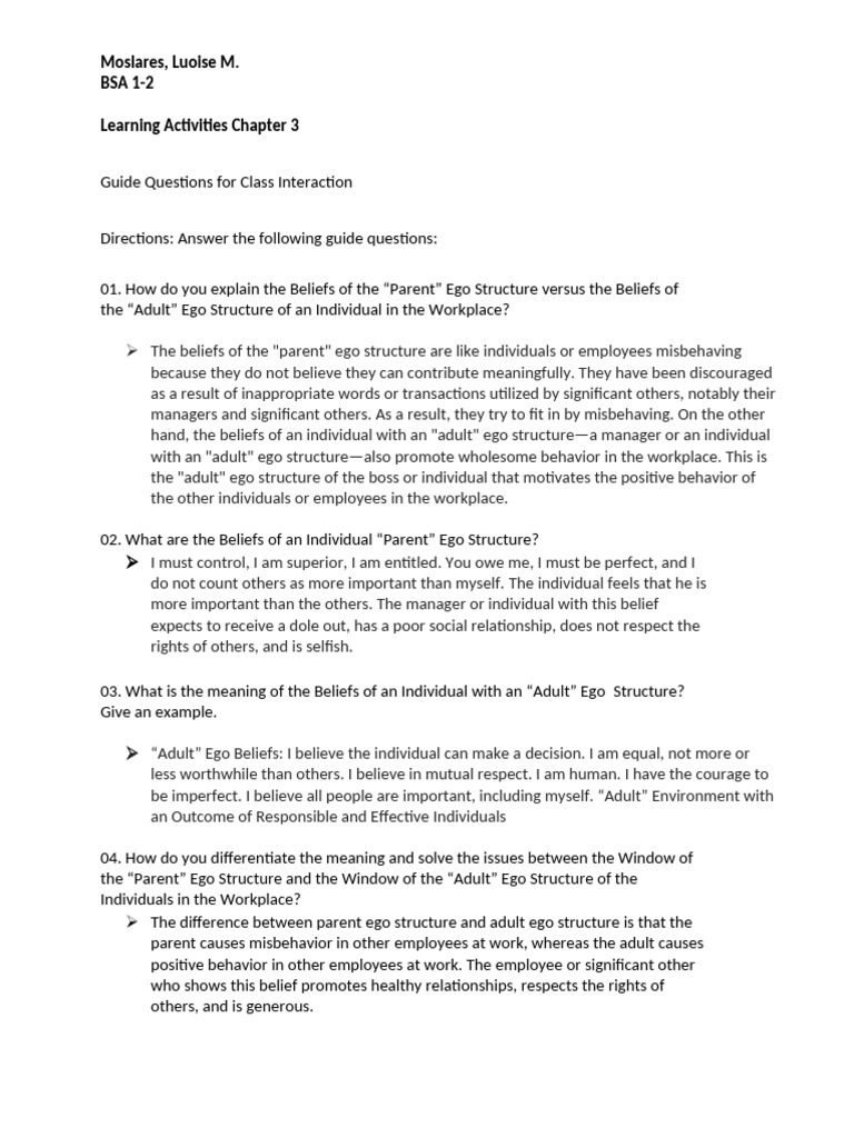 Learning Activities Chapter 3 | PDF