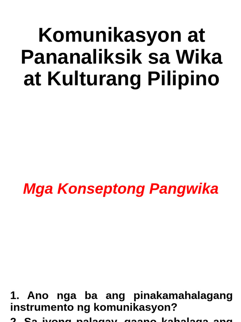 Komunikasyon at Pananaliksik Sa Wika at Kulturang Pilipino | PDF