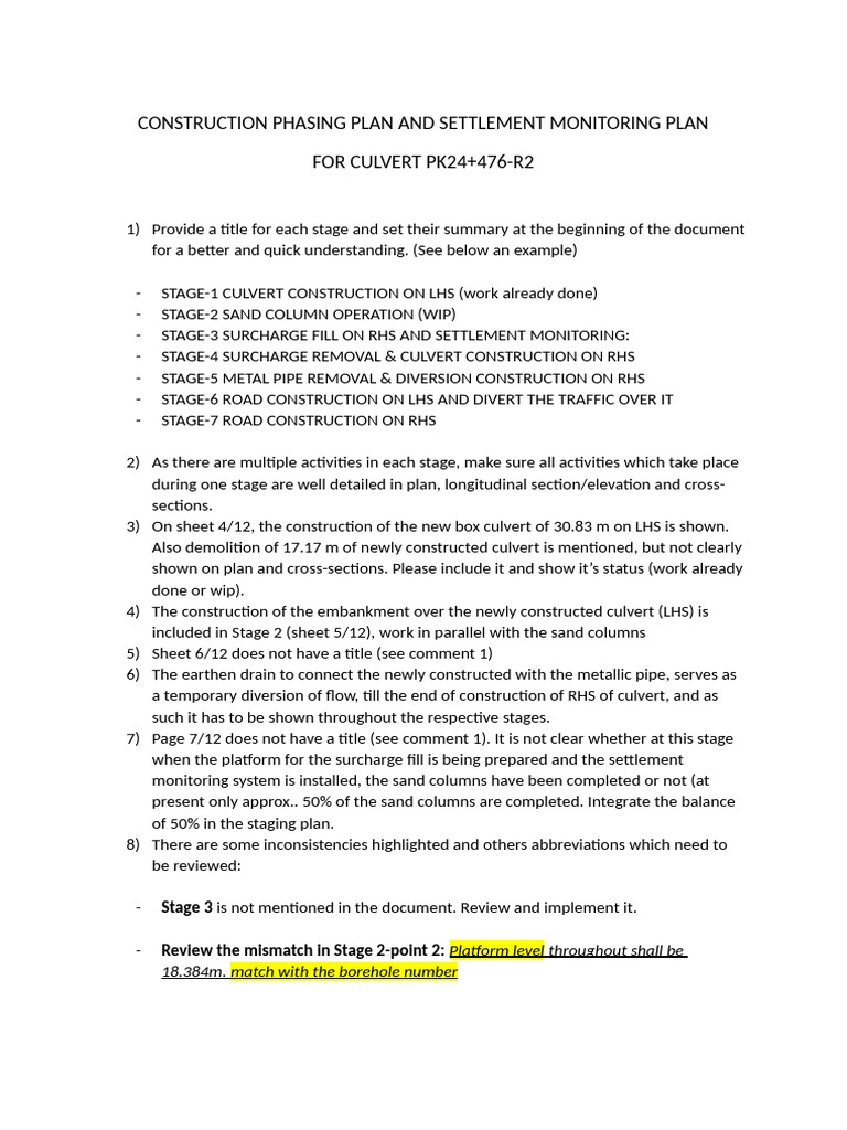 CICO Comments Phasing Plan 24+476 R2 | PDF | Civil Engineering ...