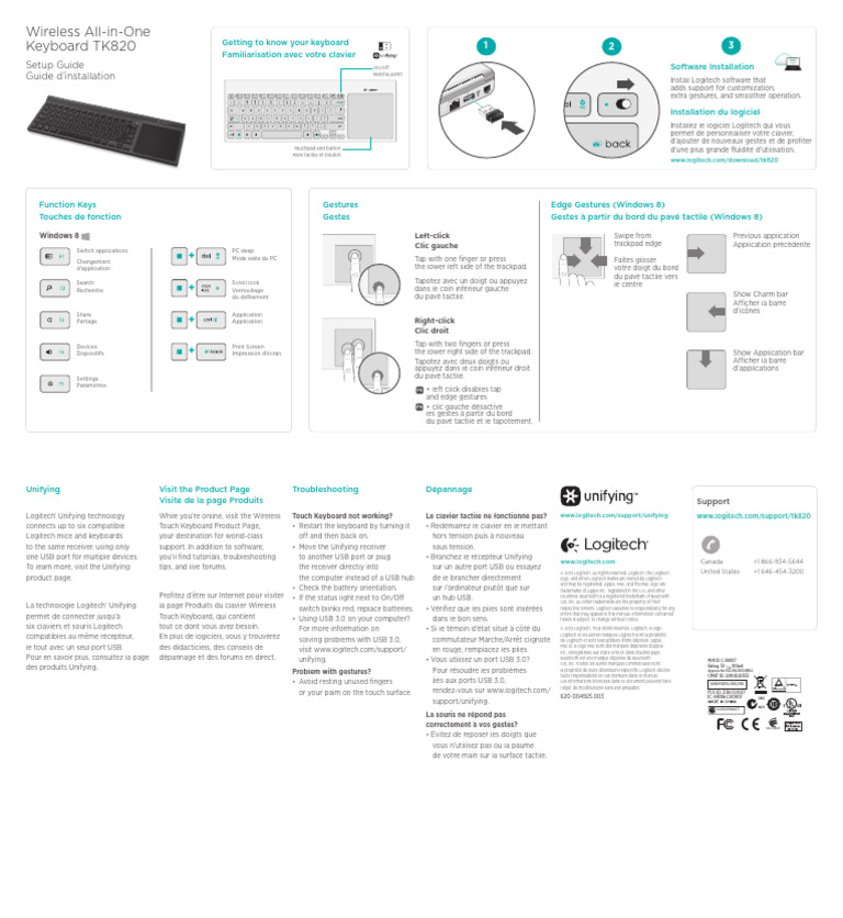 Wireless All in One Keyboard tk820 Quick Start Guide | PDF