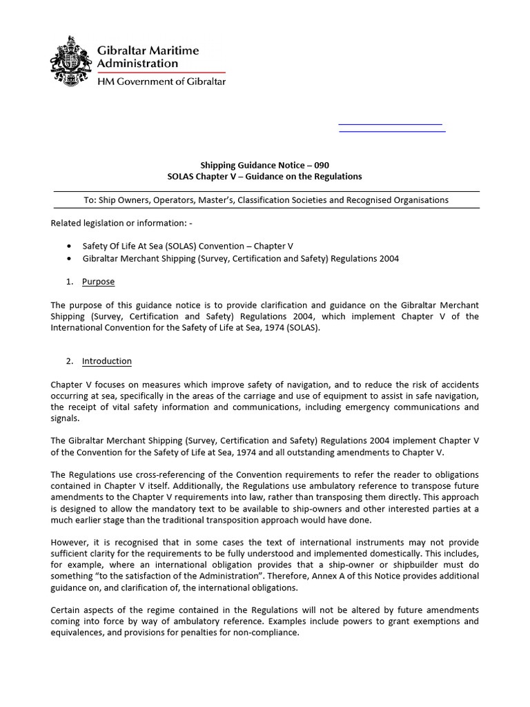 SGN 090 - SOLAS Chapter V - Guidance | PDF