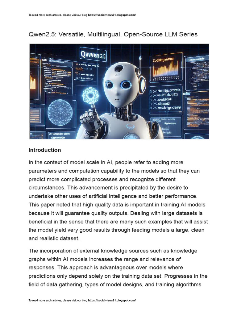 Qwen2.5: Versatile, Multilingual, Open-Source LLM Series | PDF | Artificial Intelligence ...