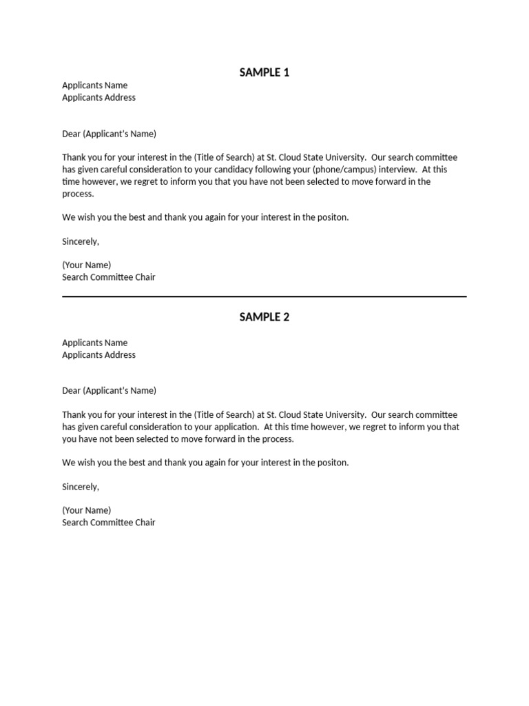 Sample Regret Letter | PDF