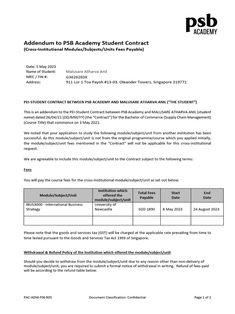 Addendum Form Edited | PDF