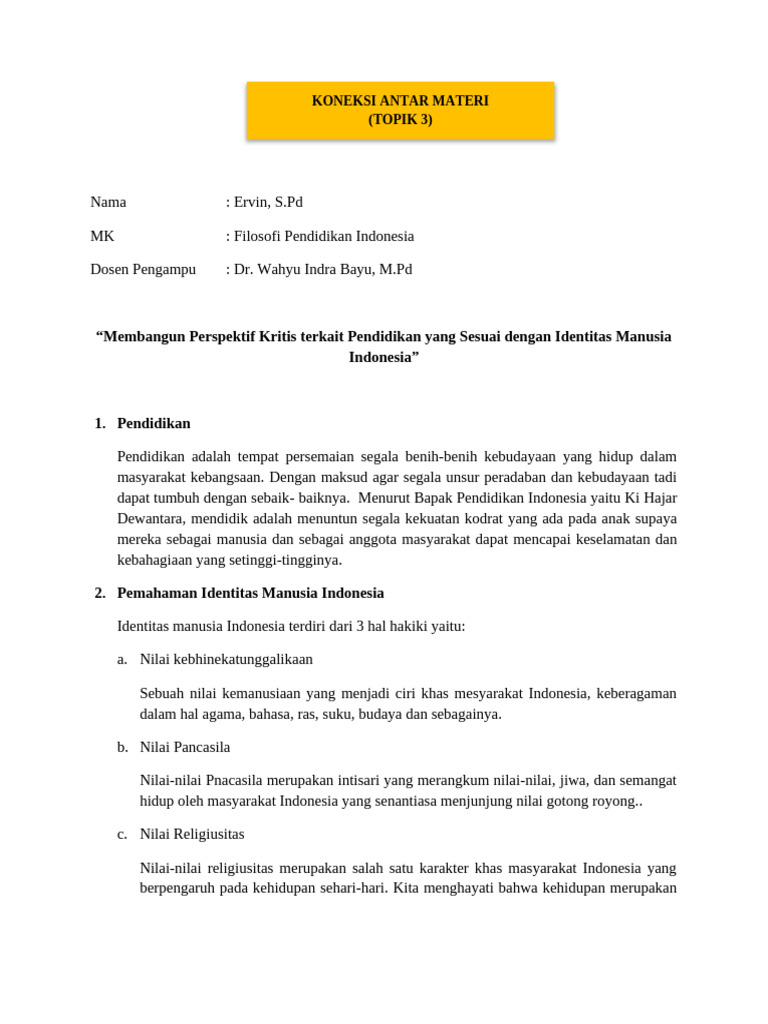 Koneksi Antar Materi Topik 3 FPI | PDF