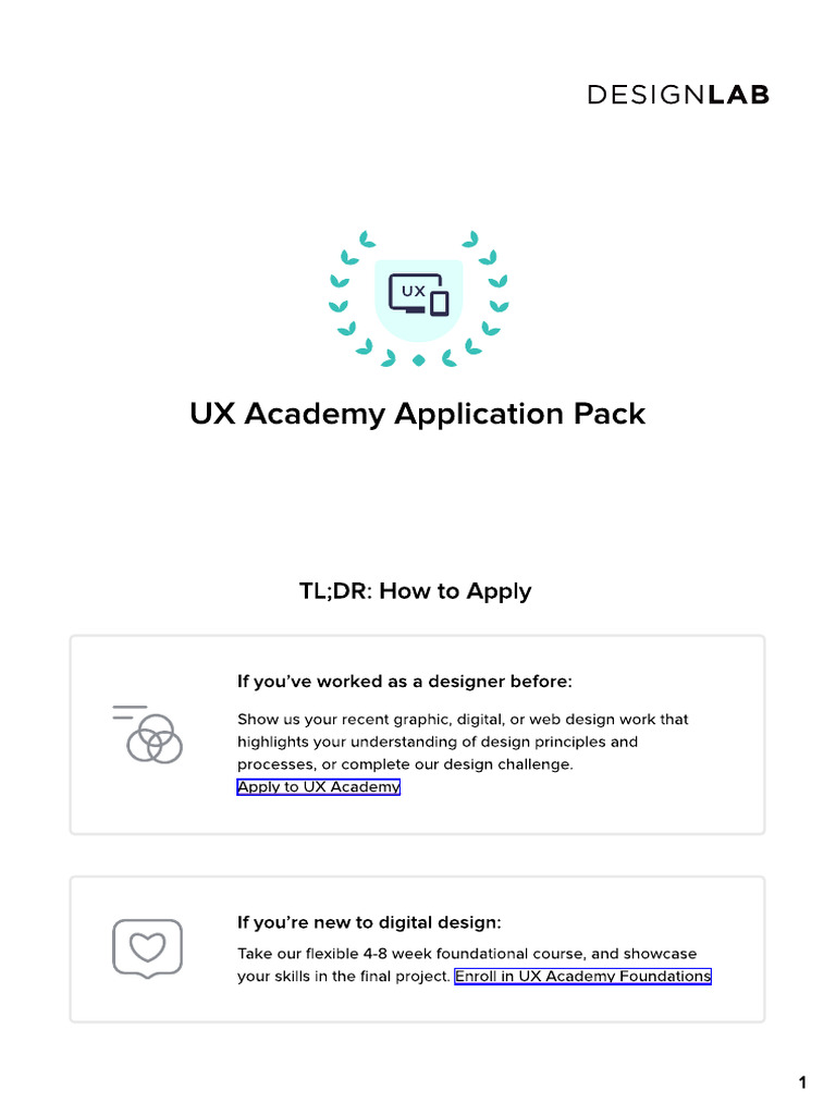 UX Academy Application Pack | PDF