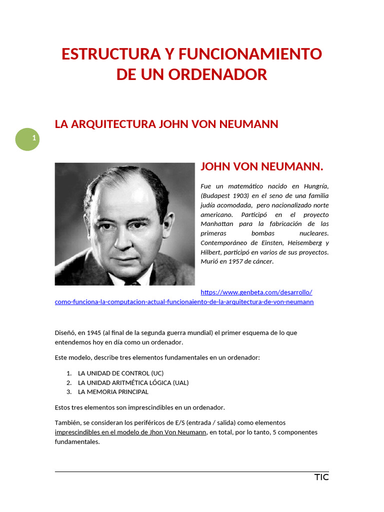 Te03 Estructura y Funcionamiento de Un Ordenador | PDF