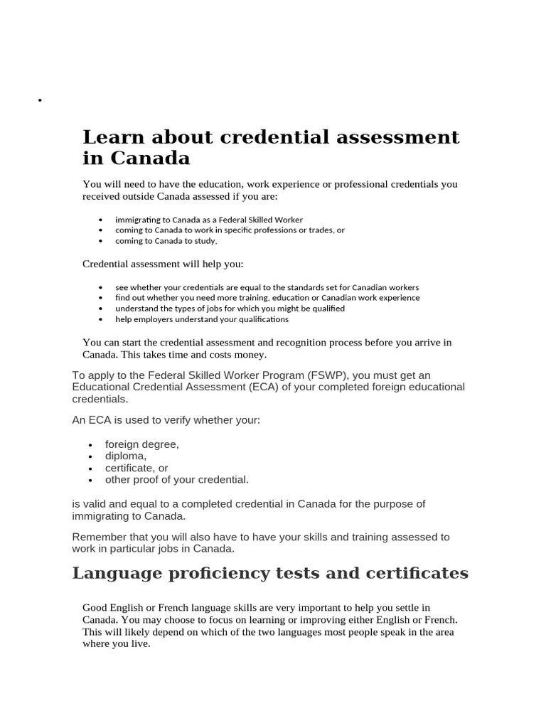 Canada - Credentials and Language Testing | PDF | Credential | Thesis