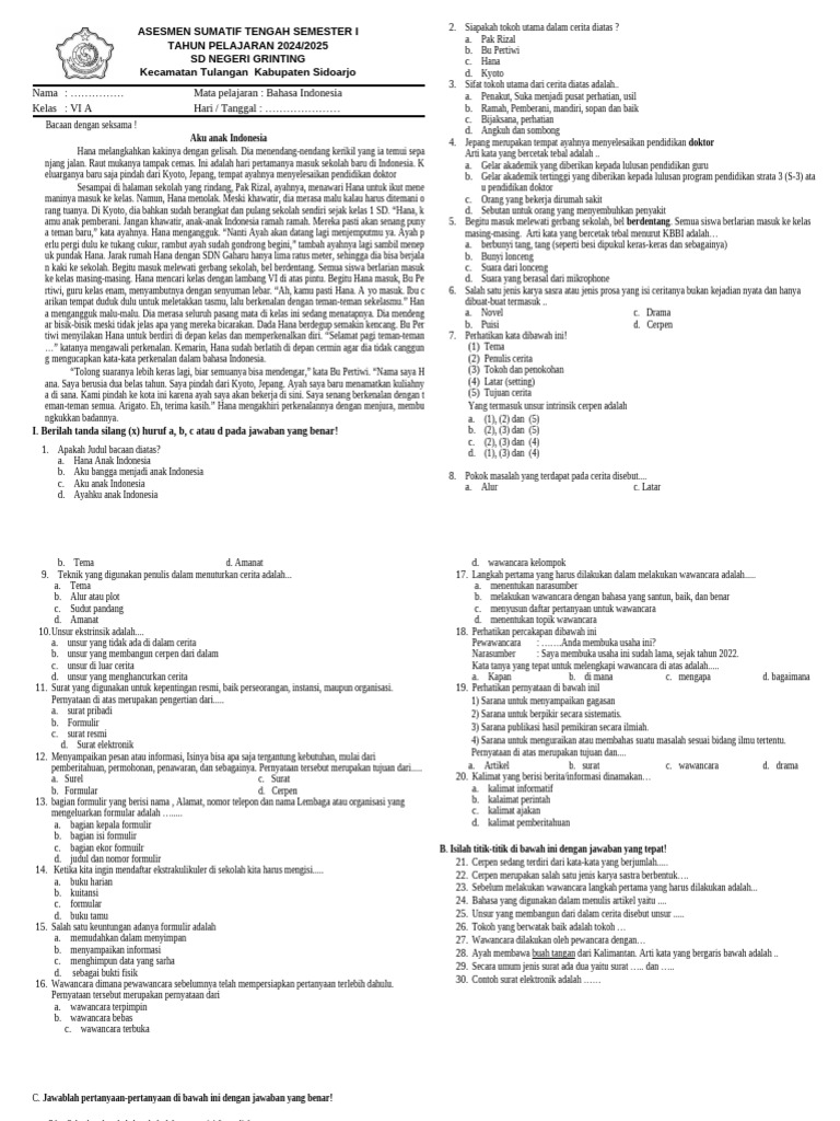 Asts 1 Bahasa Indonesia | PDF