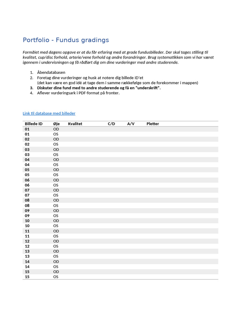 Portfolio - Fundus Grading Øvelse | PDF