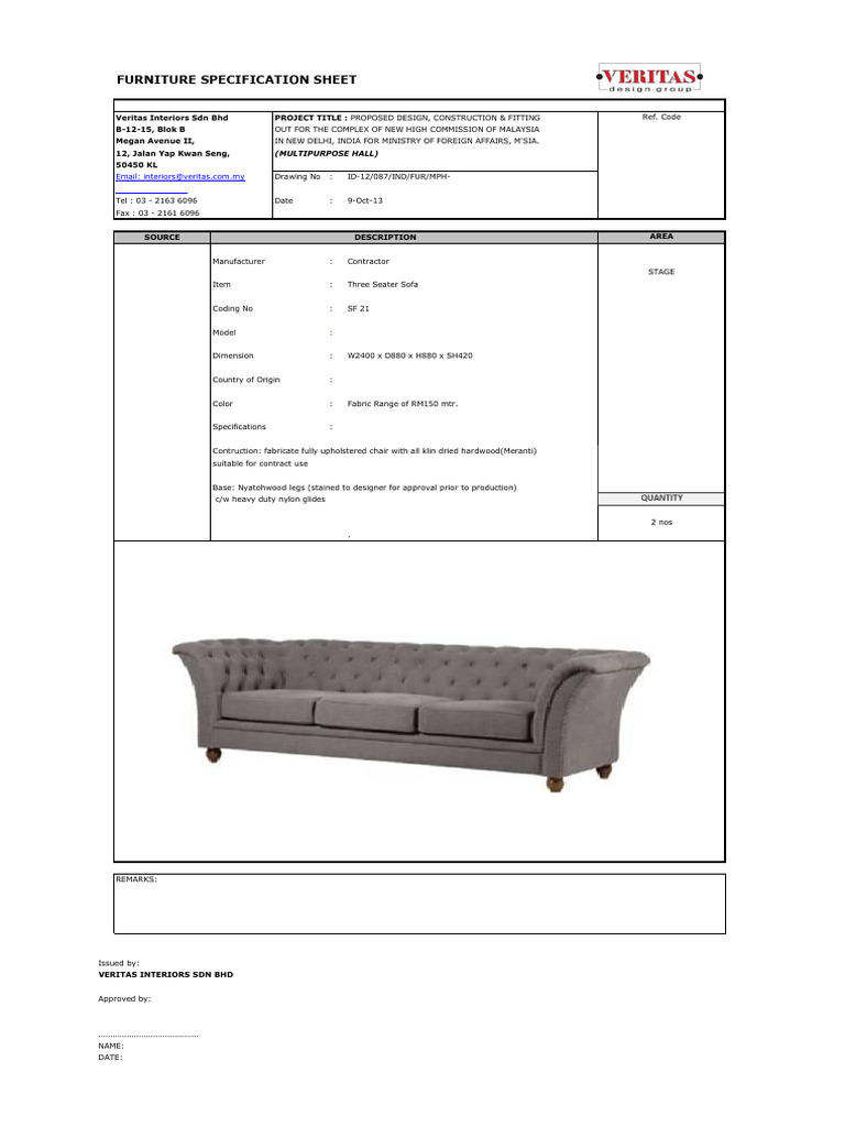 Furniture Spec - MHC - MPH - 20140218 | PDF