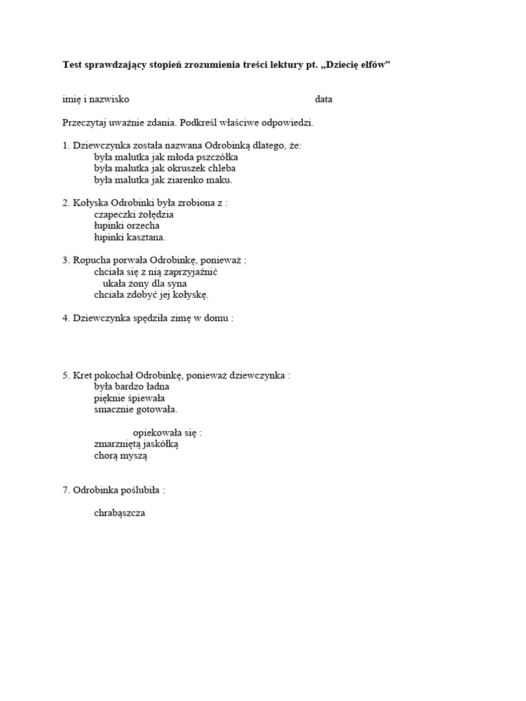 Dziecię Elfów-Test | PDF