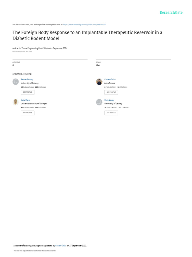 FBR in T1DM and Healthy Mice Study | PDF