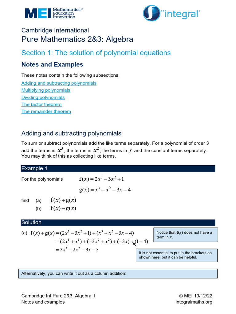 Notes and Examples P2 Algebra | PDF