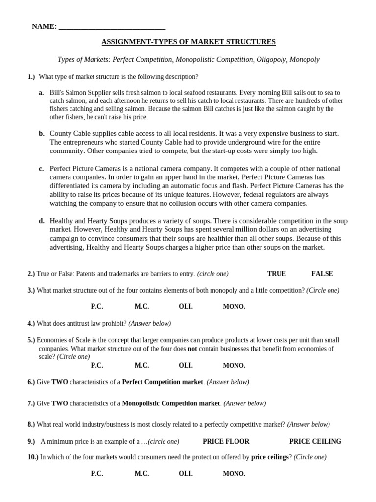 @assignment Market Structures | PDF