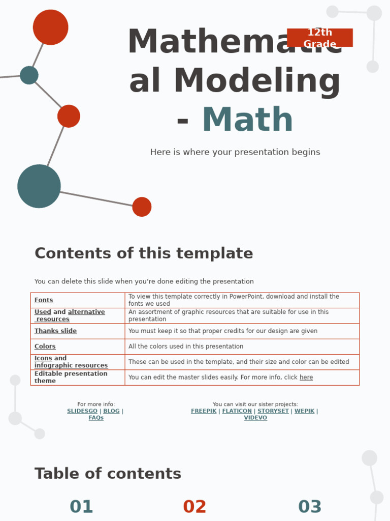 Mathematical Modeling - Math - 12th Grade by Slidesgo | PDF