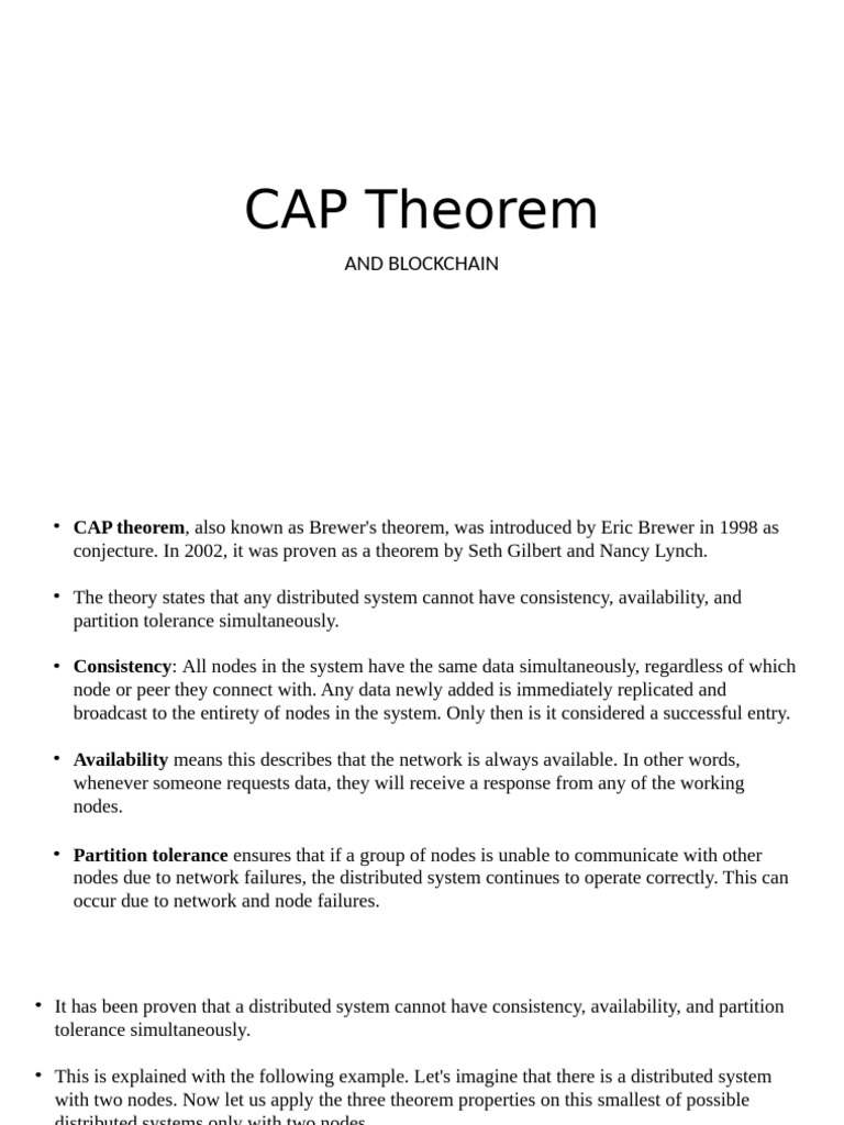 CAP Theorem and Blockchain | PDF