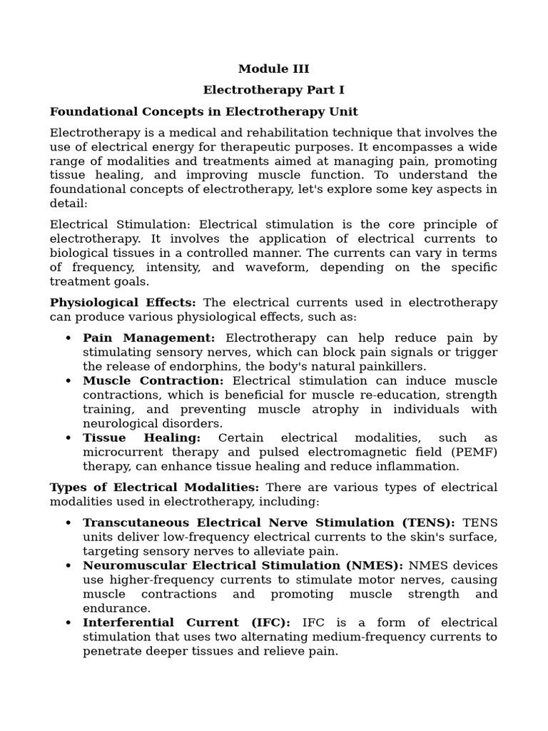 Electrotherapy | PDF