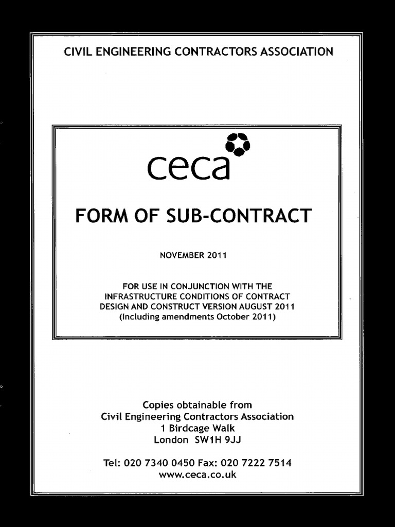 CECA Form of Sub-Contract - Nov 2011 | PDF