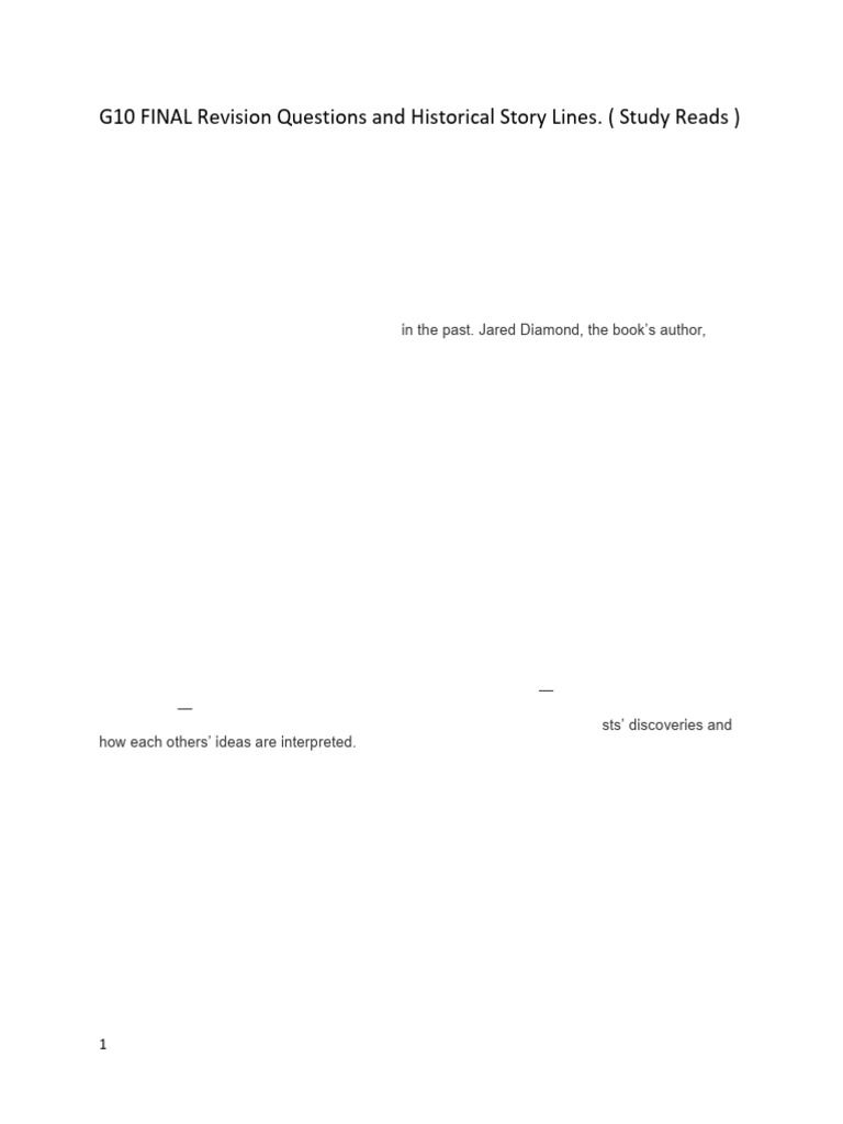 G10 Reading Revision FINAL EXAM Material | PDF | Paleolithic | Stone Age