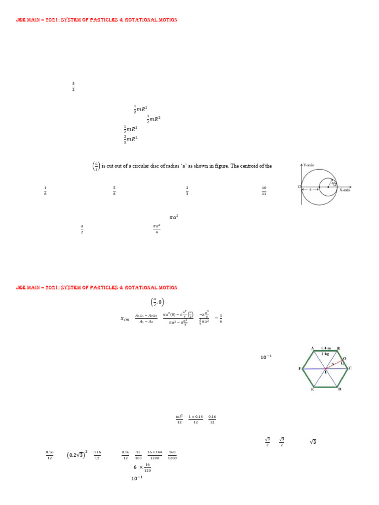 System of Particles & Rotational Motion - 2021 | PDF | Rotation Around A Fixed Axis | Torque