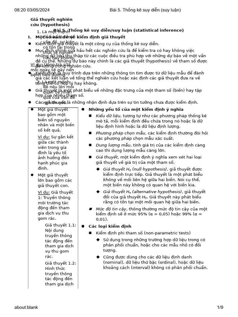 Bài 5. Thống Kê Suy Diễn (Suy Luận) | PDF