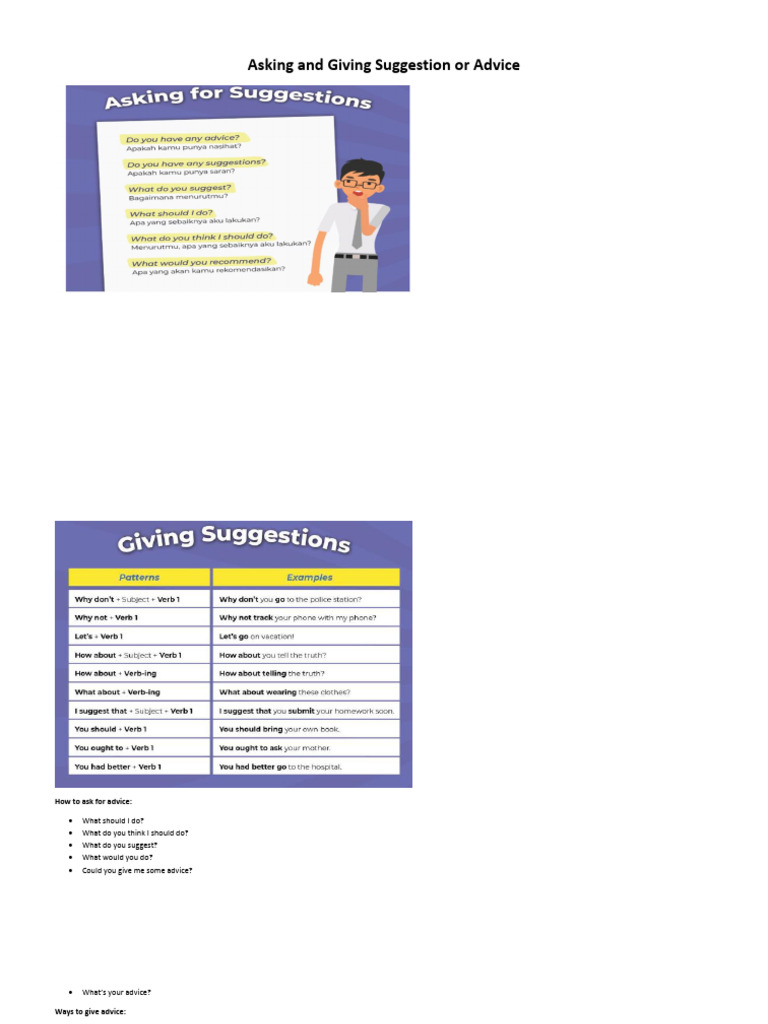 Asking and Giving Suggestion or Advice | PDF