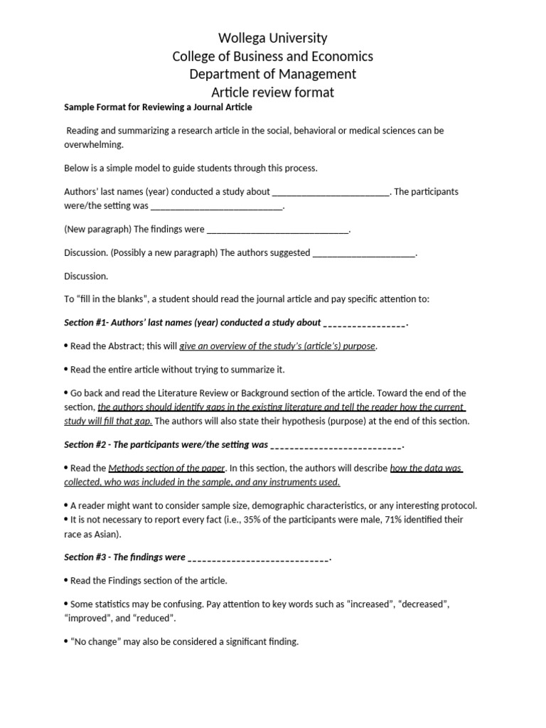 Article Review Format PDF