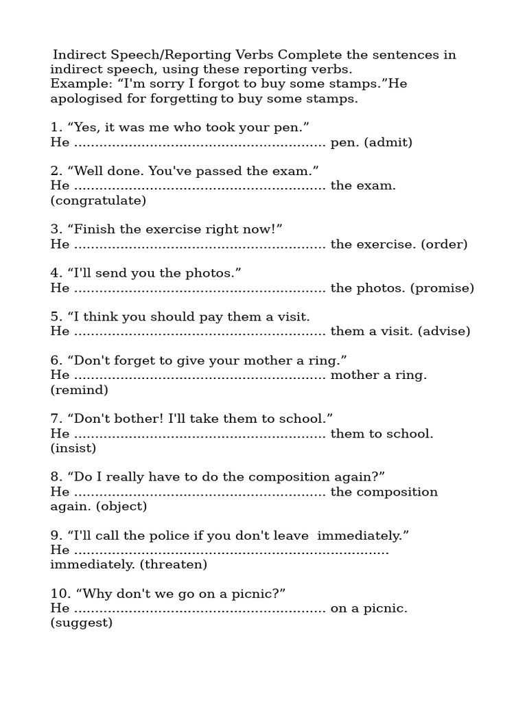 Reporting Verbs | PDF