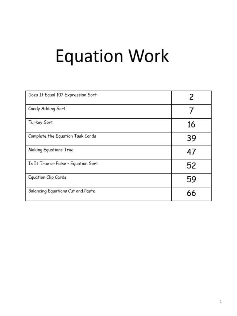 8 Equation Games Activities | PDF