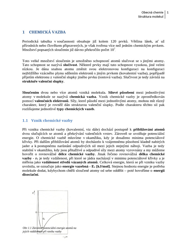 Chemická Vazba 1 | PDF