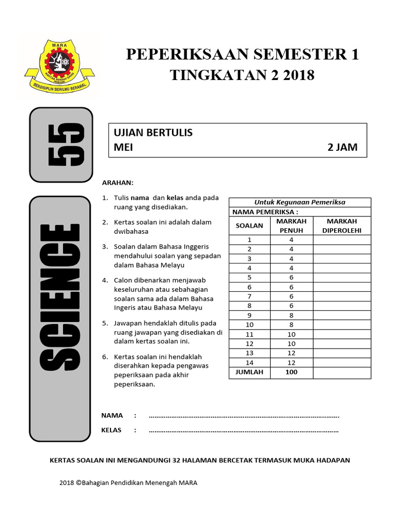 Soalan Sains T2 2018 | PDF