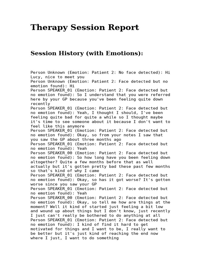 Therapy Session Report | PDF