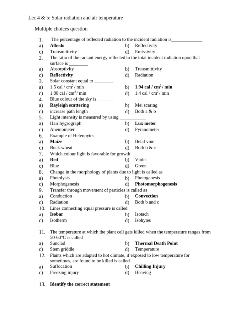 Agr 102 Lec 4 & 5 MCQ | PDF