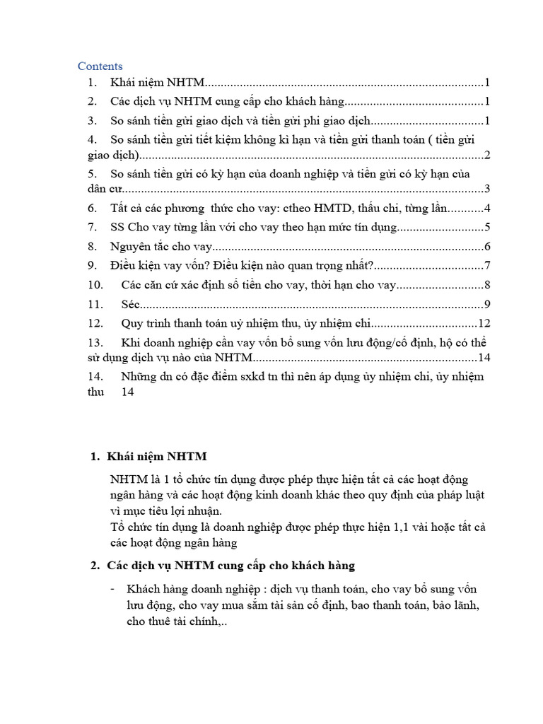 Trọng tâm lý thuyết NHTM | PDF