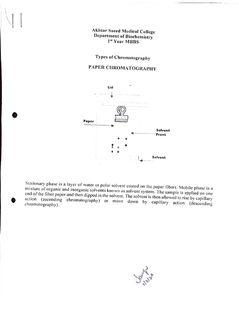 Biochemistry Chromatography Handout | PDF