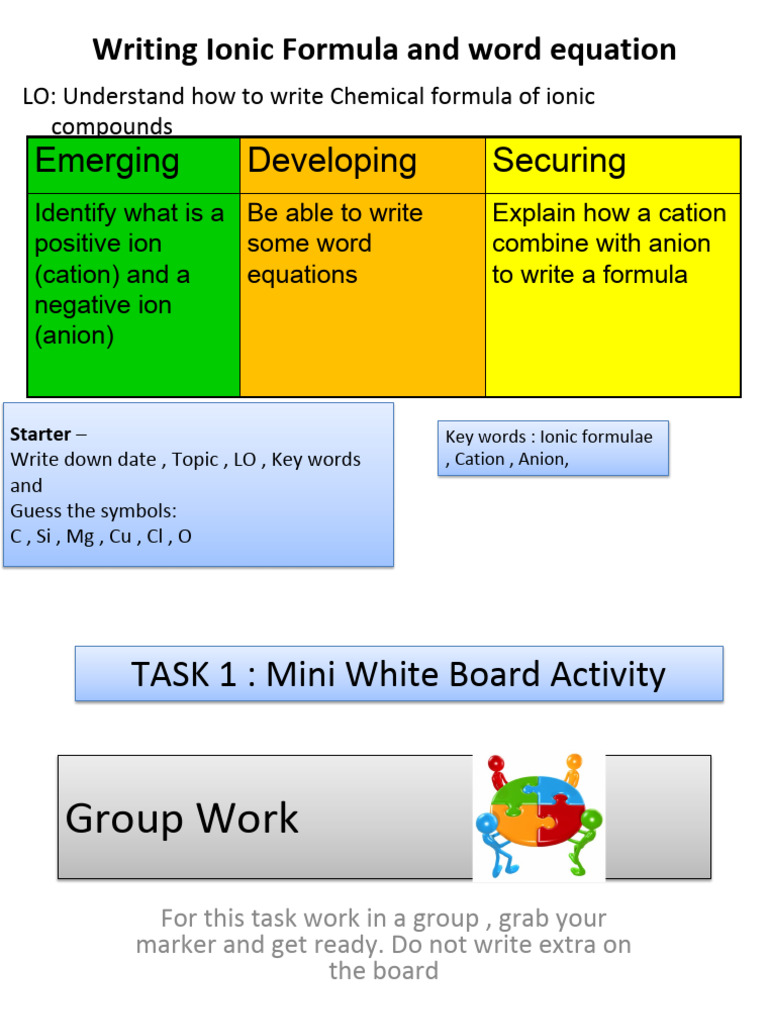 C2 Ionic Formula and Equations MMM | PDF