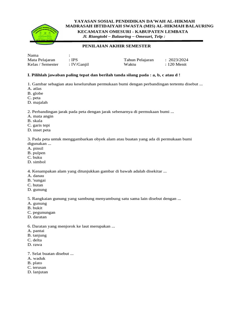 Soal Ips Pas 4 | PDF