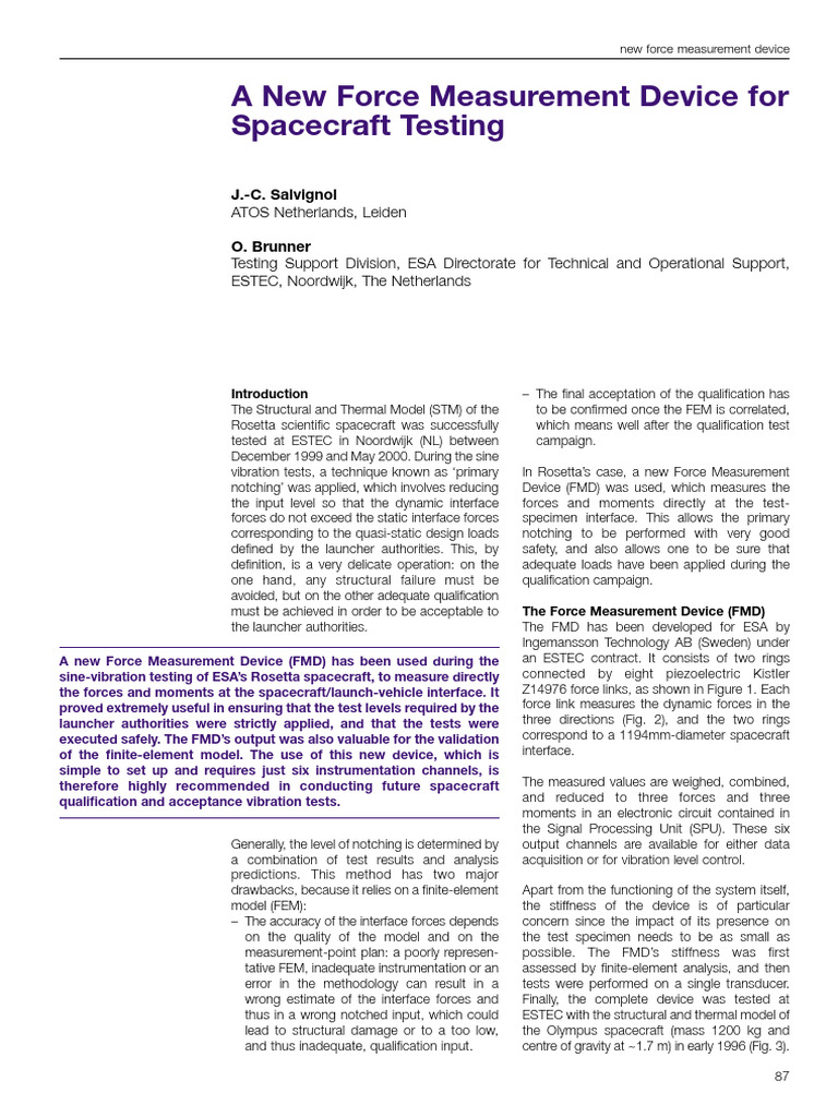 A New Force Measurement Device For Spacecraft Testing | PDF